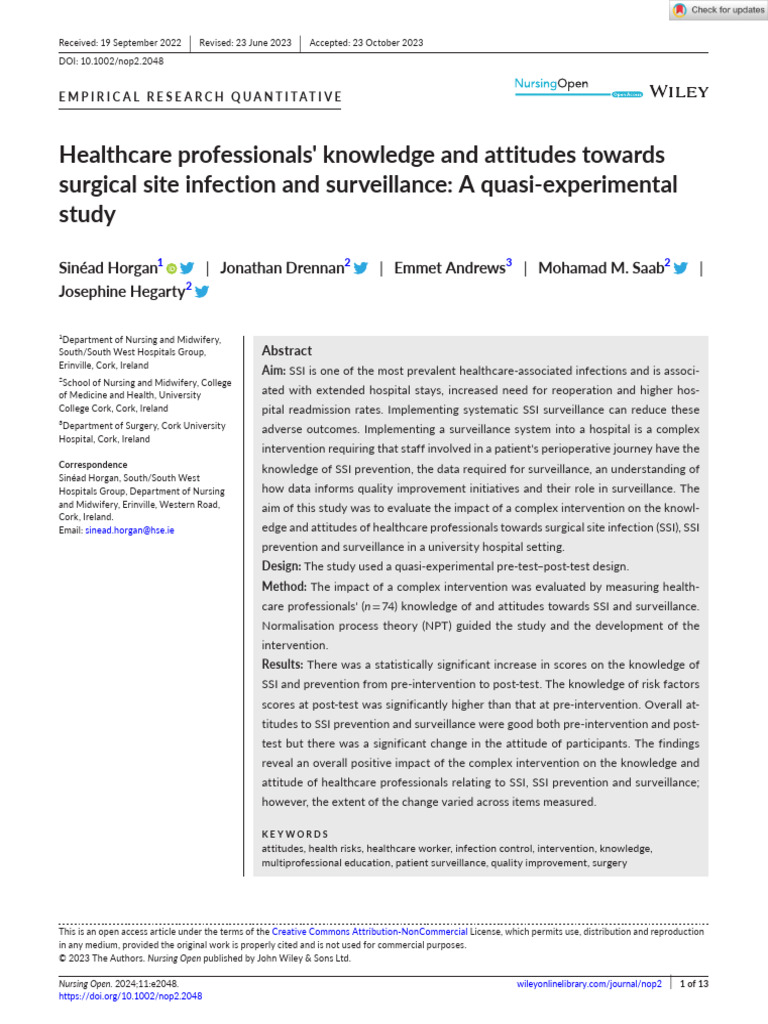 Nursing Open - 2023 - Horgan - Healthcare Professionals Knowledge and Attitudes Towards Surgical ...