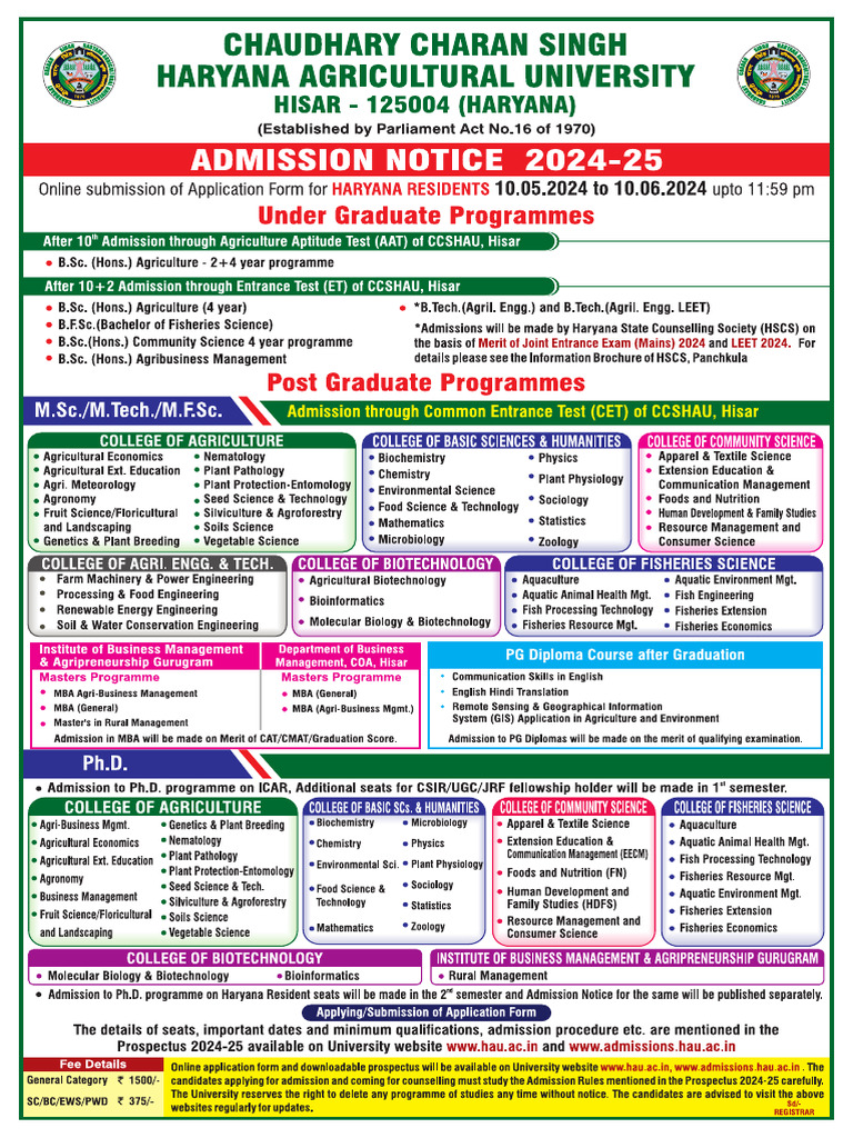Admission Notice 2024 | PDF