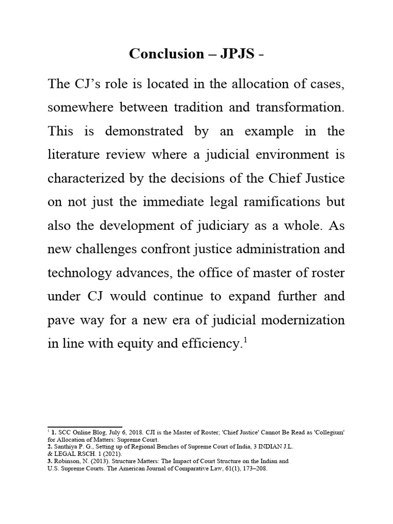 Conclusion - Role of Chief Justice and Allocation of Cases Between ...