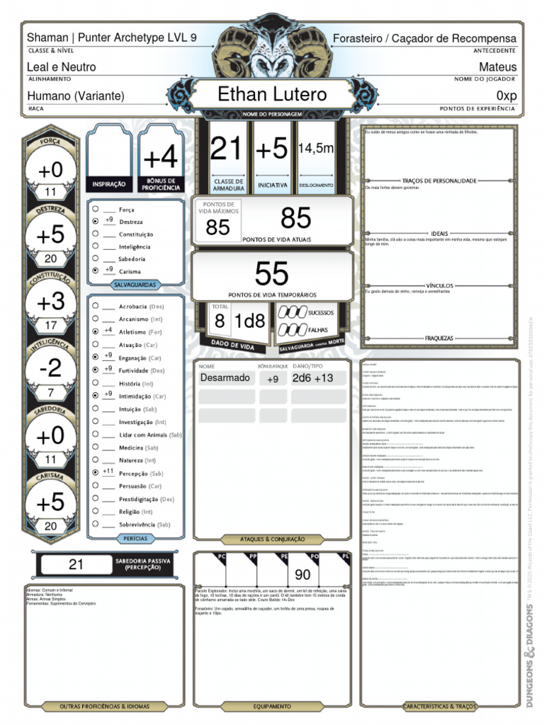 Ficha Ethan RpgMiguel(1) | PDF