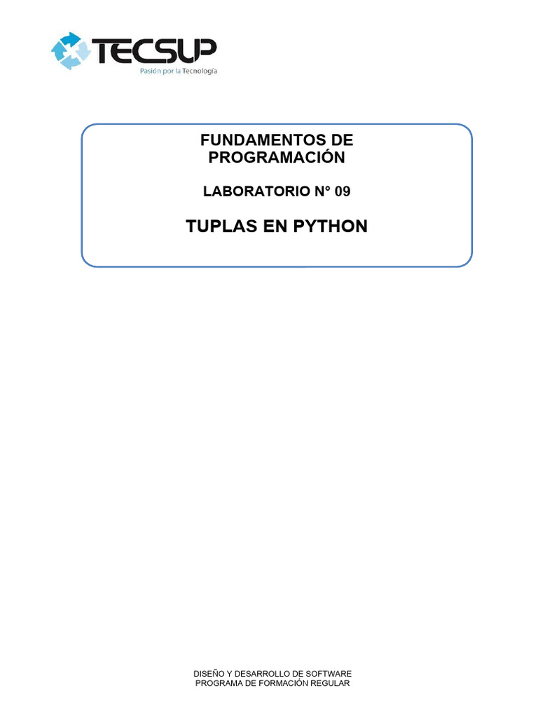 Lab 09 - Tuplas | PDF | Python (lenguaje de programación) | Laboratorios