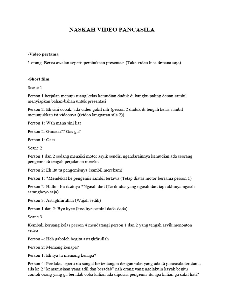 NASKAH VIDEO PANCASILA | PDF