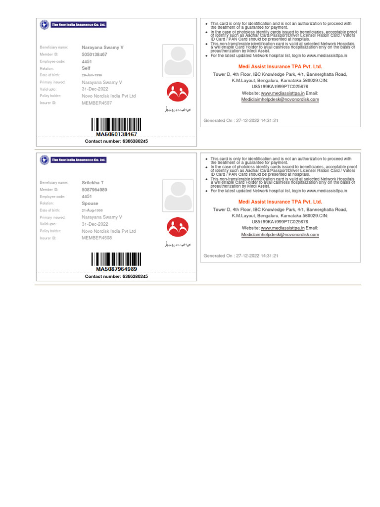 Medi Assist E Card Pdf Identity Document Hospital