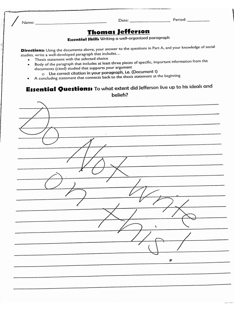 Thomas Jefferson DBQ documents | PDF