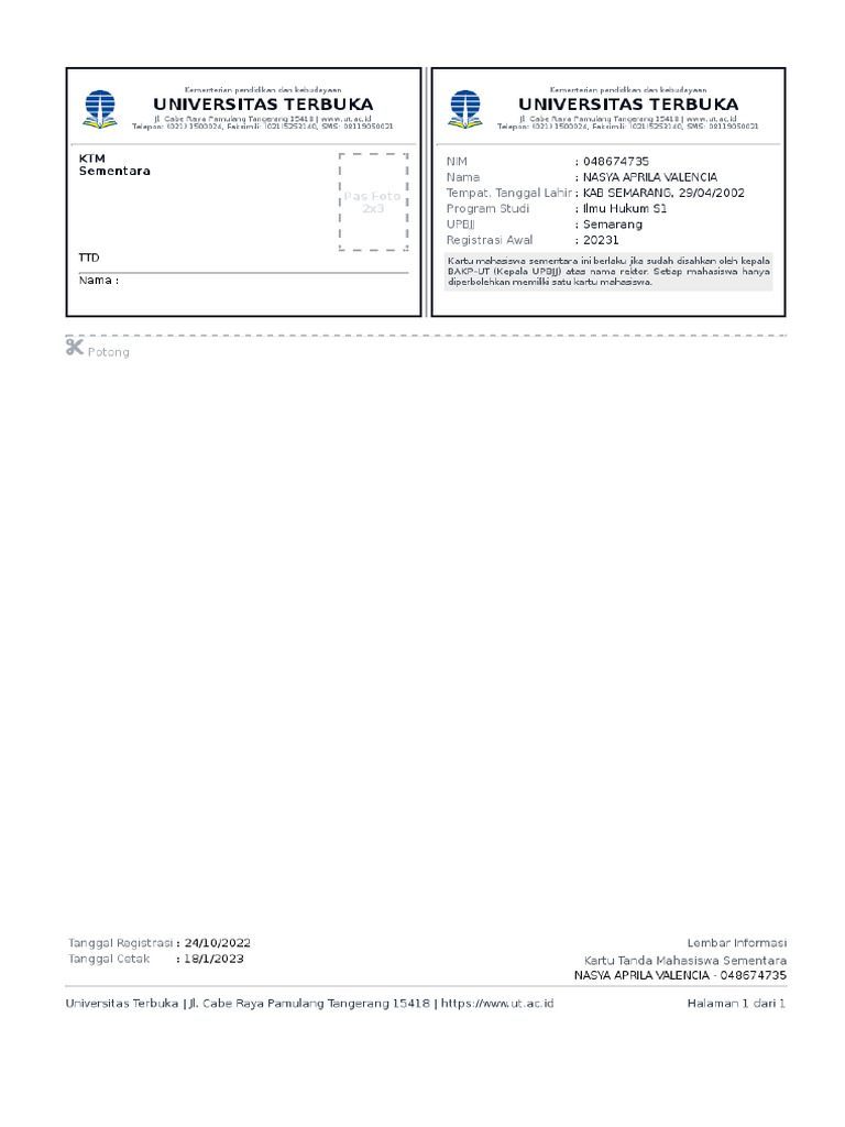 Registrasi Berhasil Sistem Informasi Akademik | PDF