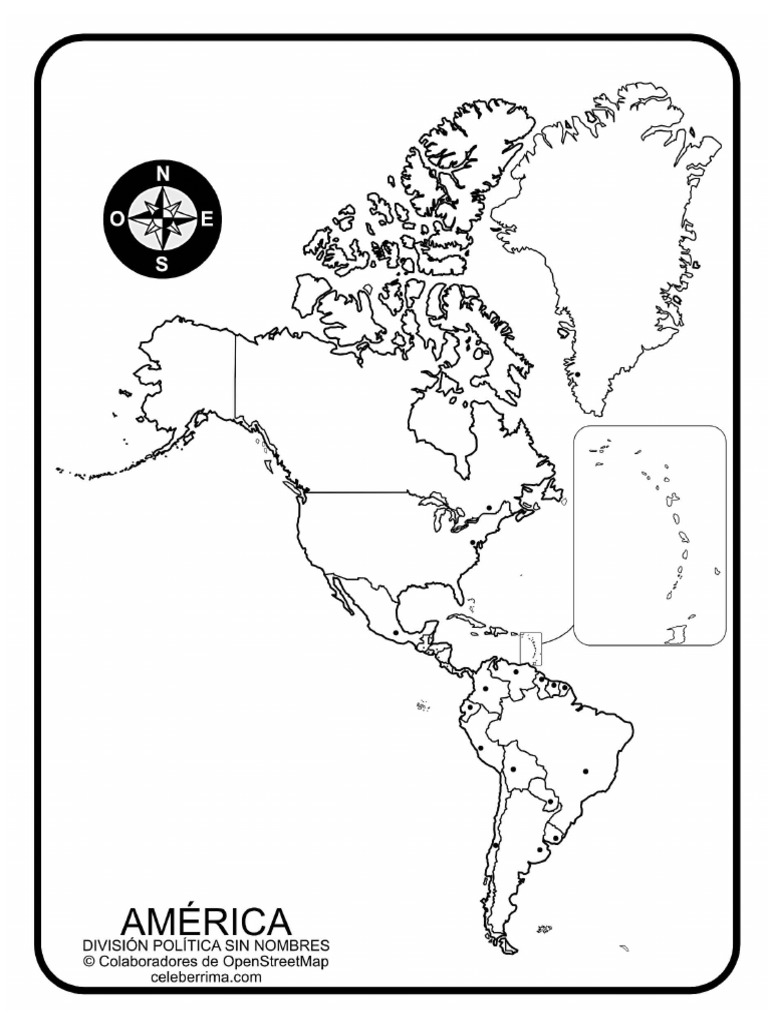Mapa America Sin Nombres Con Div | PDF