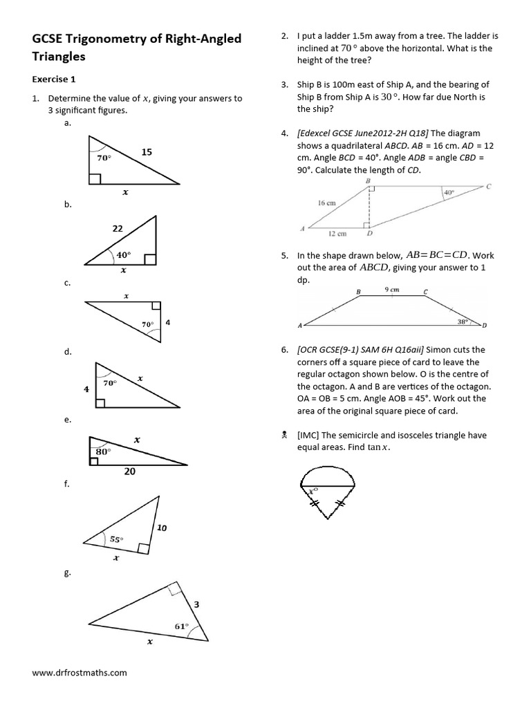 GCSE Trigonometry Exercises Guide | PDF | Area | Elementary Mathematics