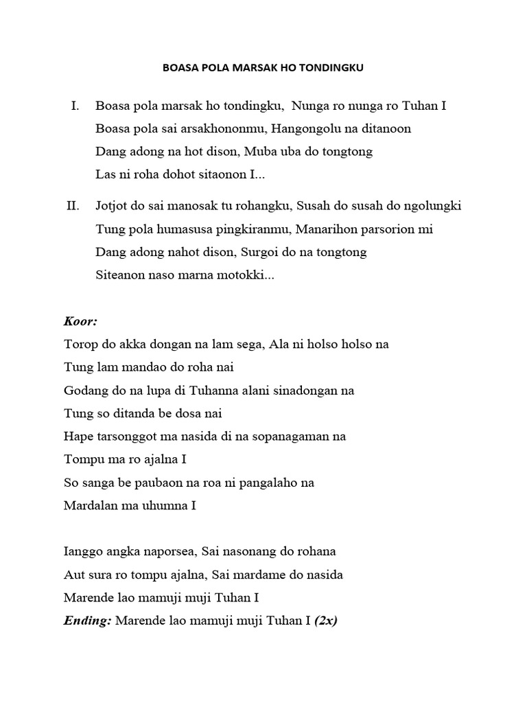 Lirik Lagu Boasa Pola Marsak | PDF | Pengembangan Diri | Gaya Hidup