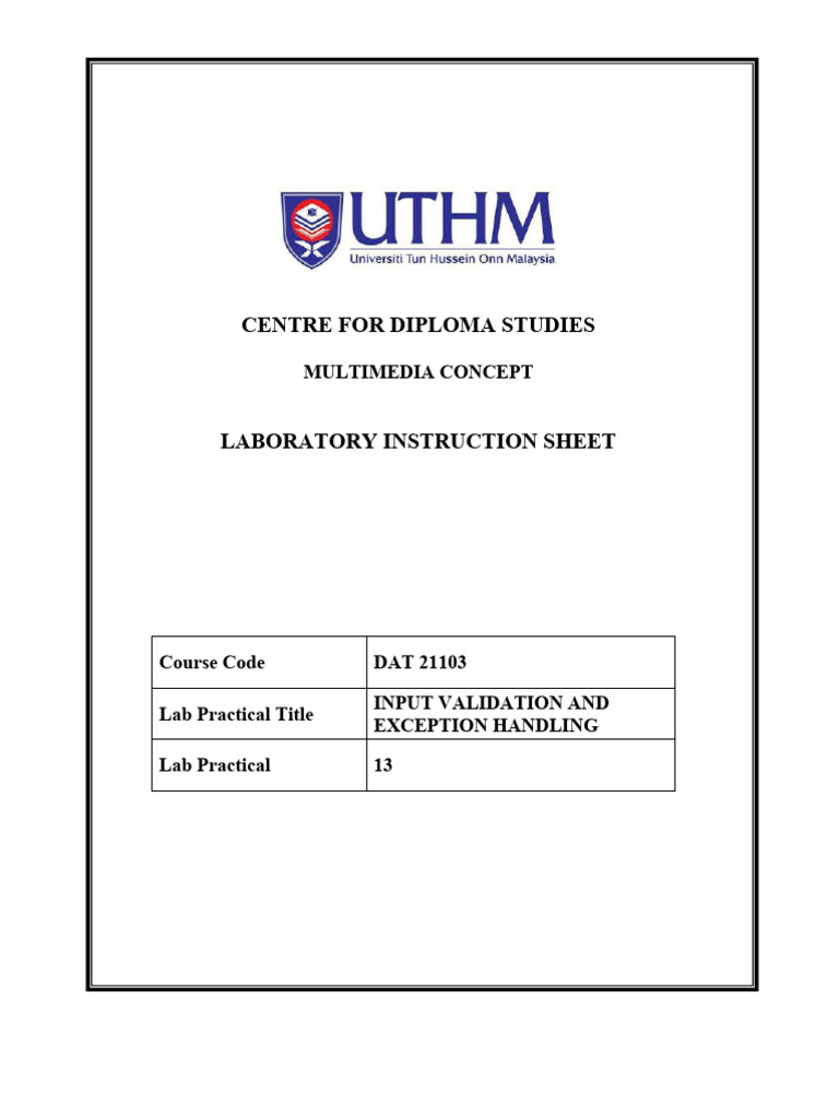 Labactivity 13 Inputvalidationandexceptionhandling | PDF | Regular Expression | Software Development