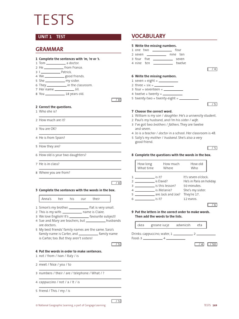 Outcomes Beginner UnitTests All | PDF | Phrase | Grammar