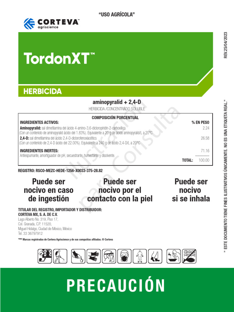 Tordon XT - Mex CTV - Etiqueta Web - 08 Sep 2020 | PDF | Agua | Residuos