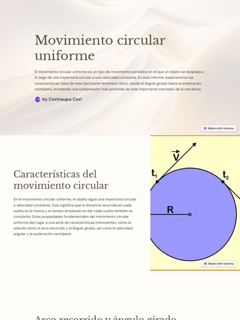 Movimiento Circular Uniforme | PDF | Velocidad | Aceleración