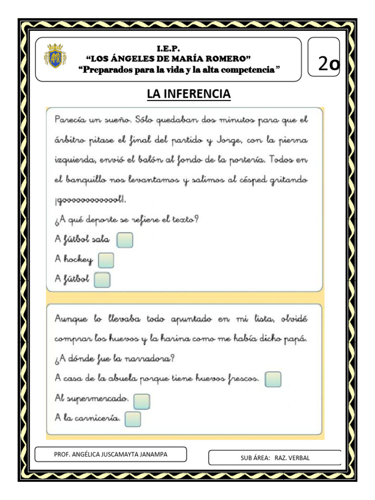 FICHA INFERENCIAS | PDF