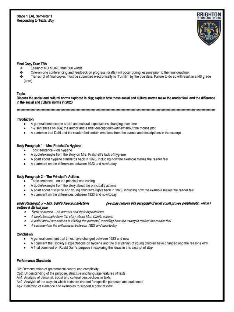2024 Stage 1 Boy Task Sheet | PDF | Information | Vocabulary