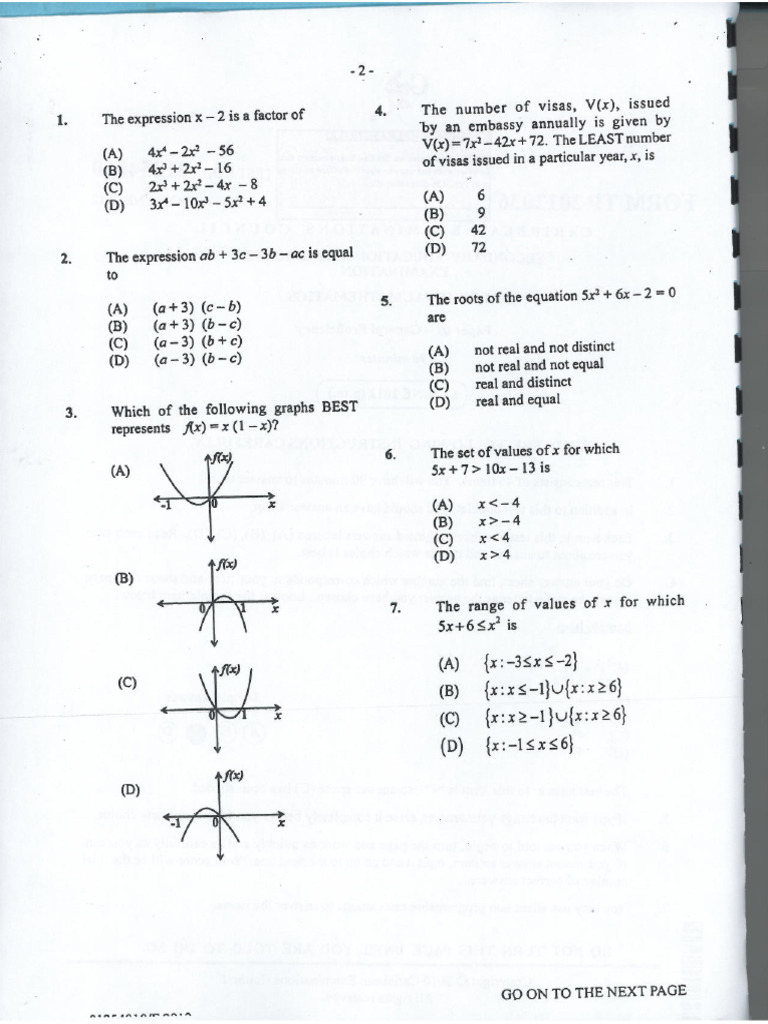CSEC Add Maths Paper 1 2012 May-June | PDF