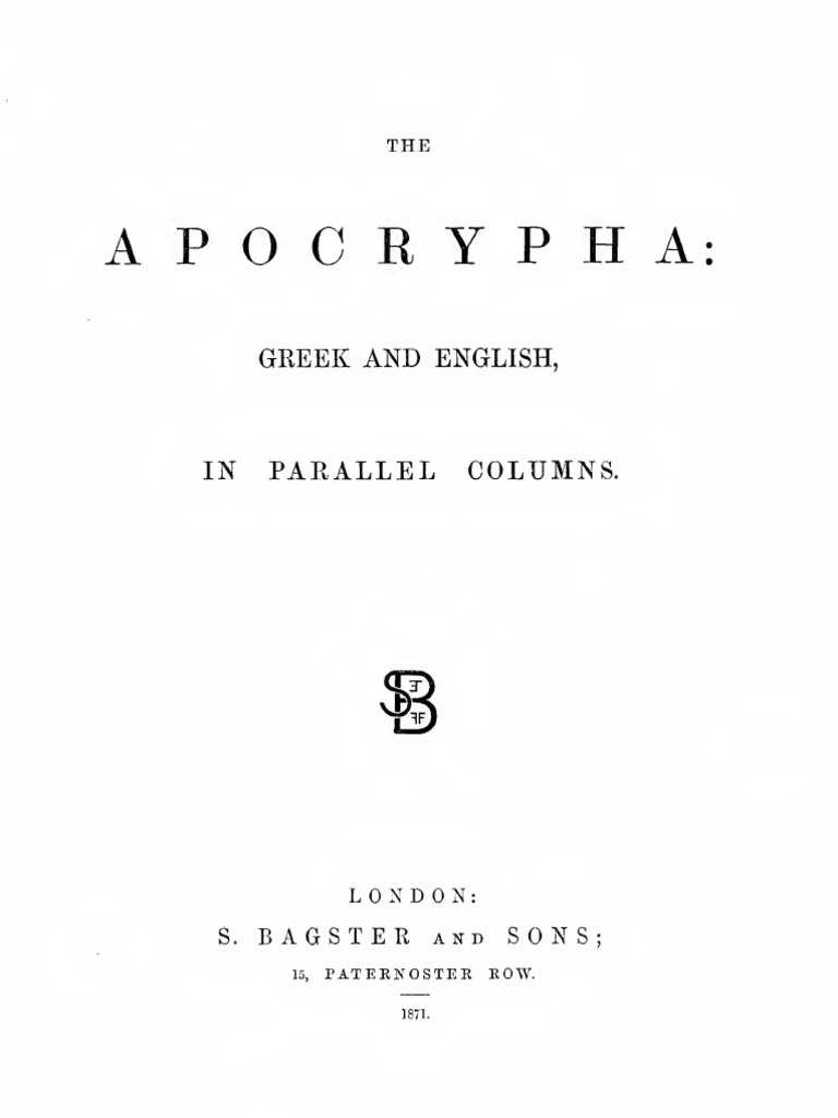 Greek English (1871) Apocrypha in Parallel Columns Apocrypha | PDF ...