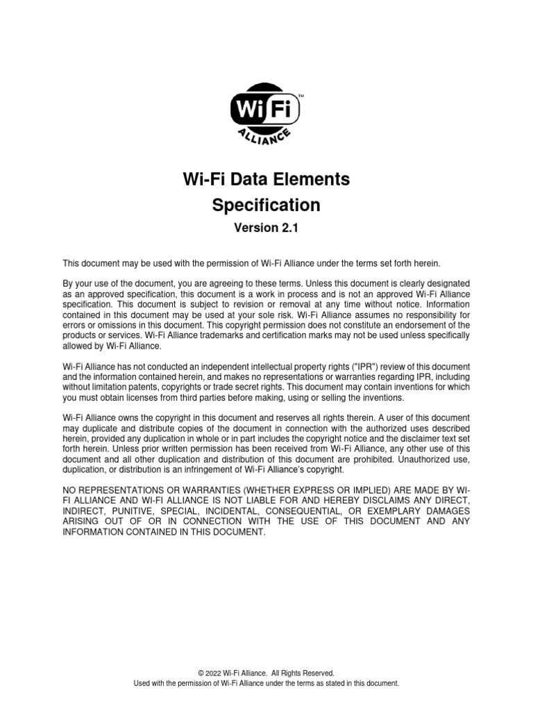 Wi-Fi Data Elements Specification v2.1 | PDF | Wi Fi | Wireless Lan