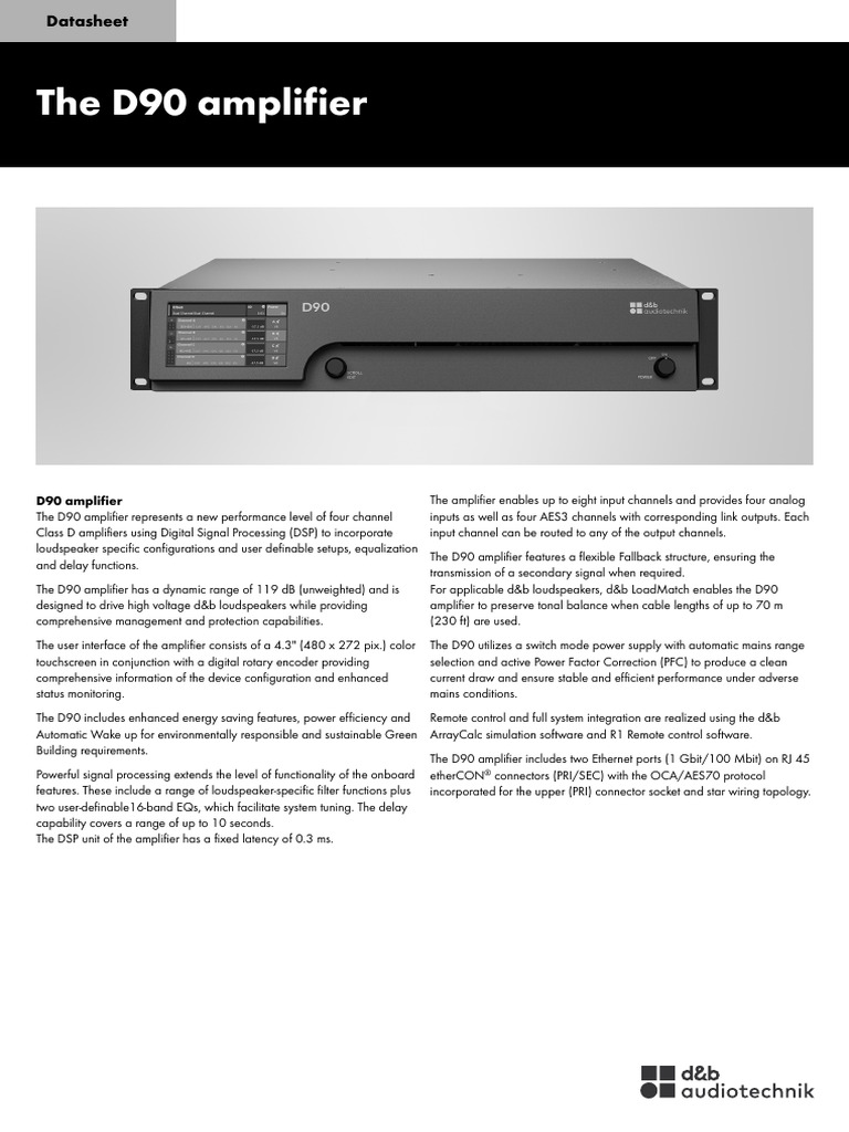 Dbaudio Datasheet d90 1.1 en | PDF | Amplifier | Power Supply