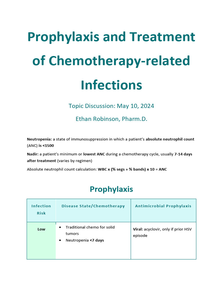 prophylaxis and treatment of chemotherapy-related infections | PDF ...