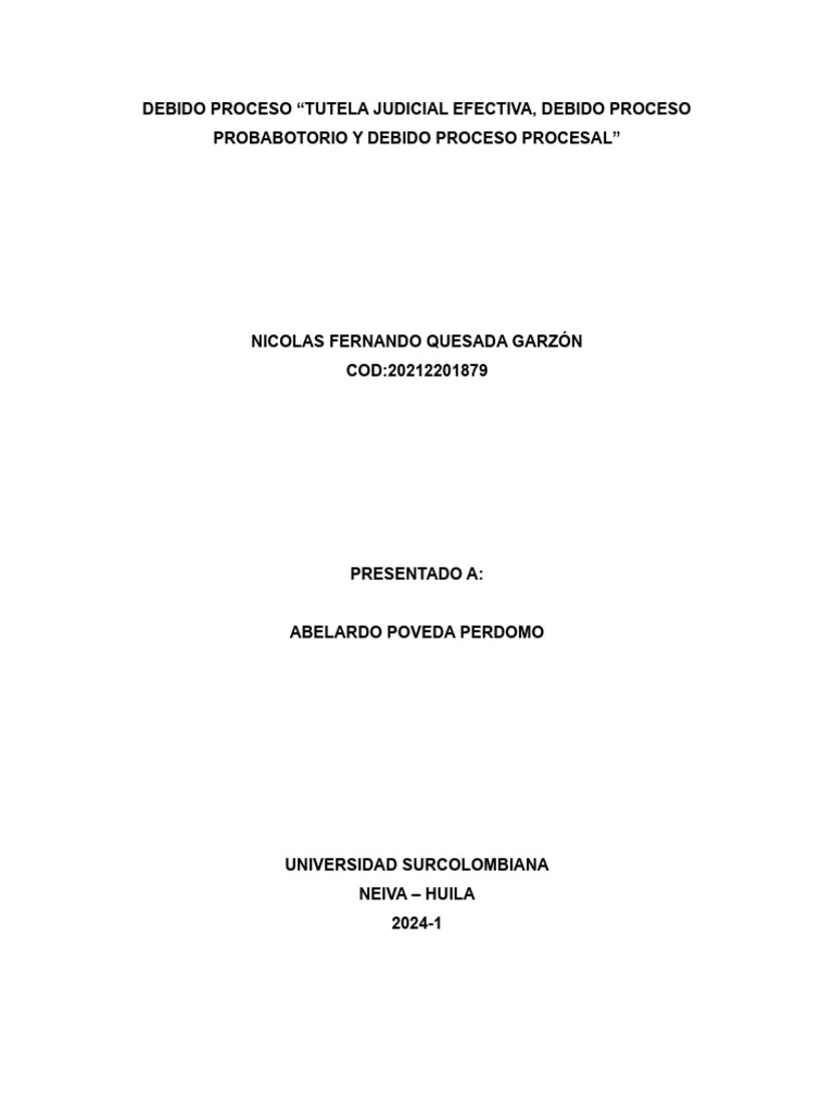 Tutela Judicial Efectiva - Nicolas F. Quesada Garzon | PDF | Debido al ...