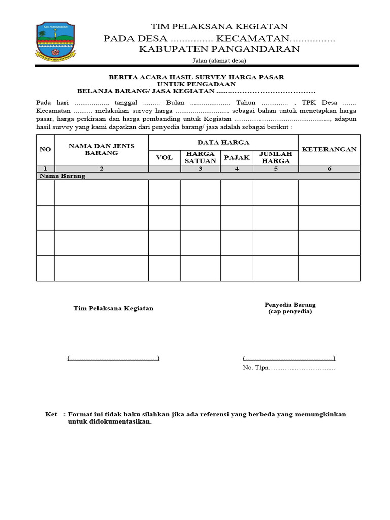 5.contoh BA Survey Harga | PDF