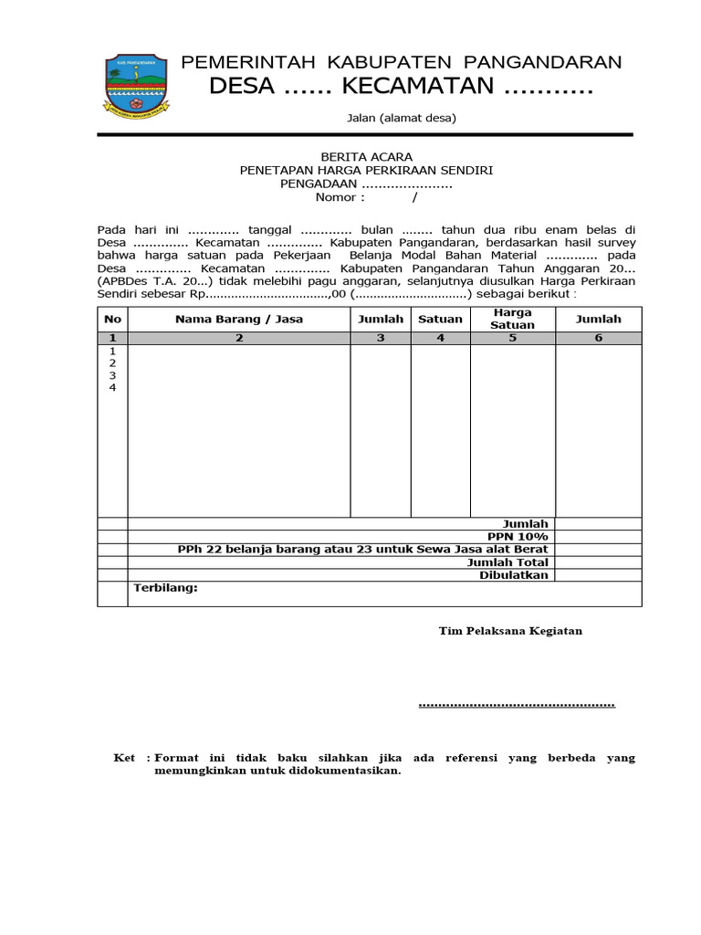 6.contoh HPS (HARGA PERKIRAAN SENDIRI) | PDF | Komputer | Teknologi ...