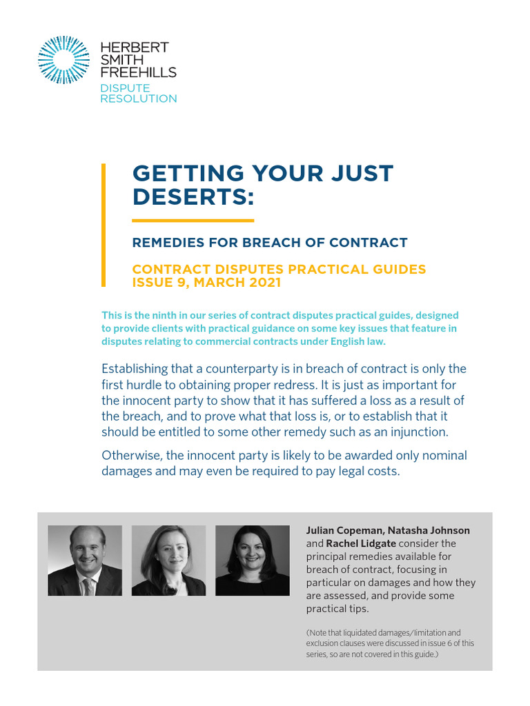 Contract Disputes Practical Guide Series Guide 9 | PDF | Damages ...