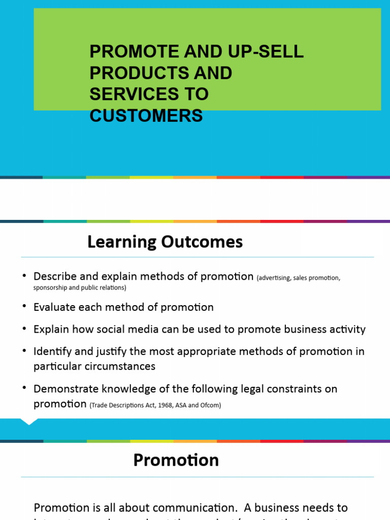 Promote Product and Services - Marketing | PDF | Advertising | Sales