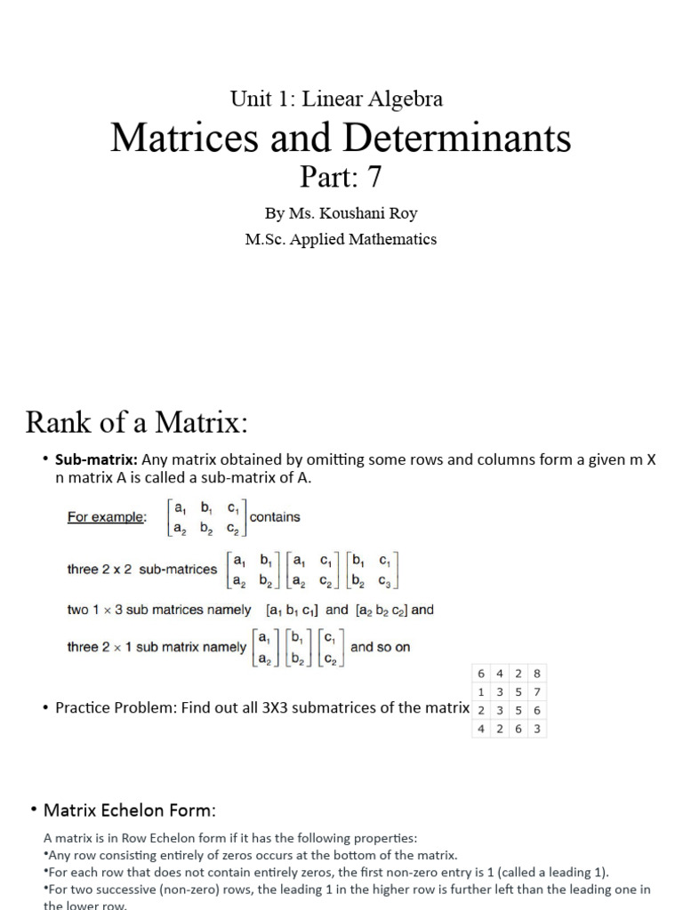 Matrices and Determinants Part 7 | PDF | Teaching Methods & Materials | Computers