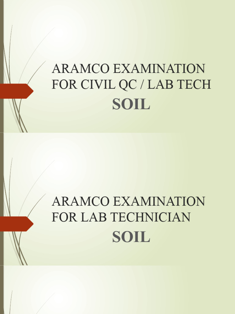Aramco Examination For Lab Technician Soil | PDF | Earth Sciences