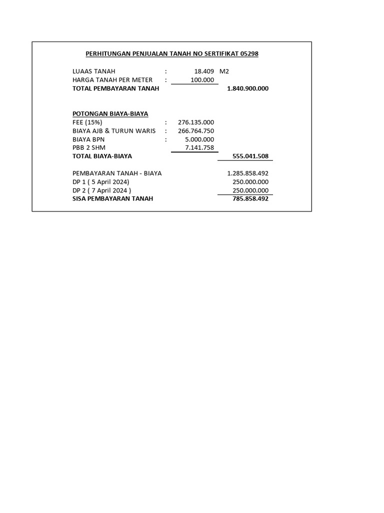 Perhitungan Penjualan No SHM 05298 9 | PDF