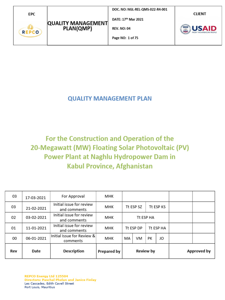 005 - Quality Management Plan - Rev03 | PDF | Quality Assurance | Verification And Validation