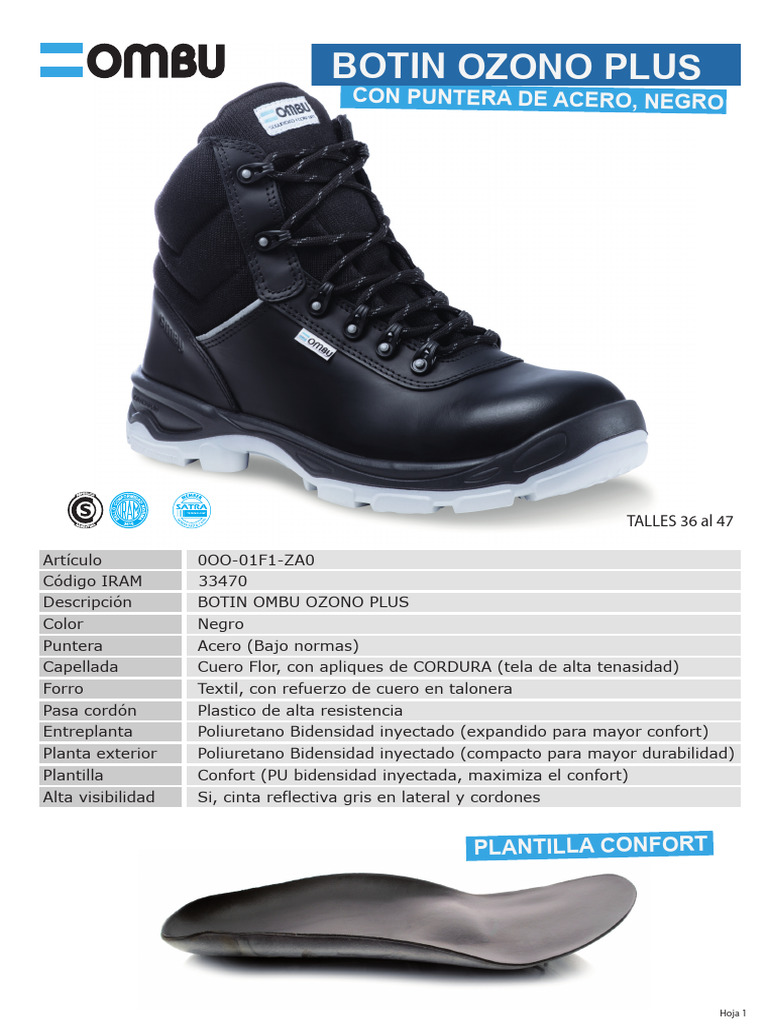 OMBU - BOTIN OZONO PLUS C.P NEGRO - Ficha | PDF