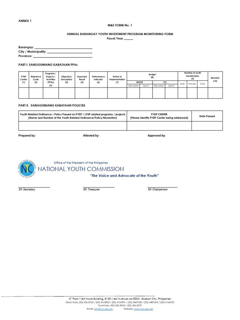 Barangay Youth Investment Monitoring | PDF | Government