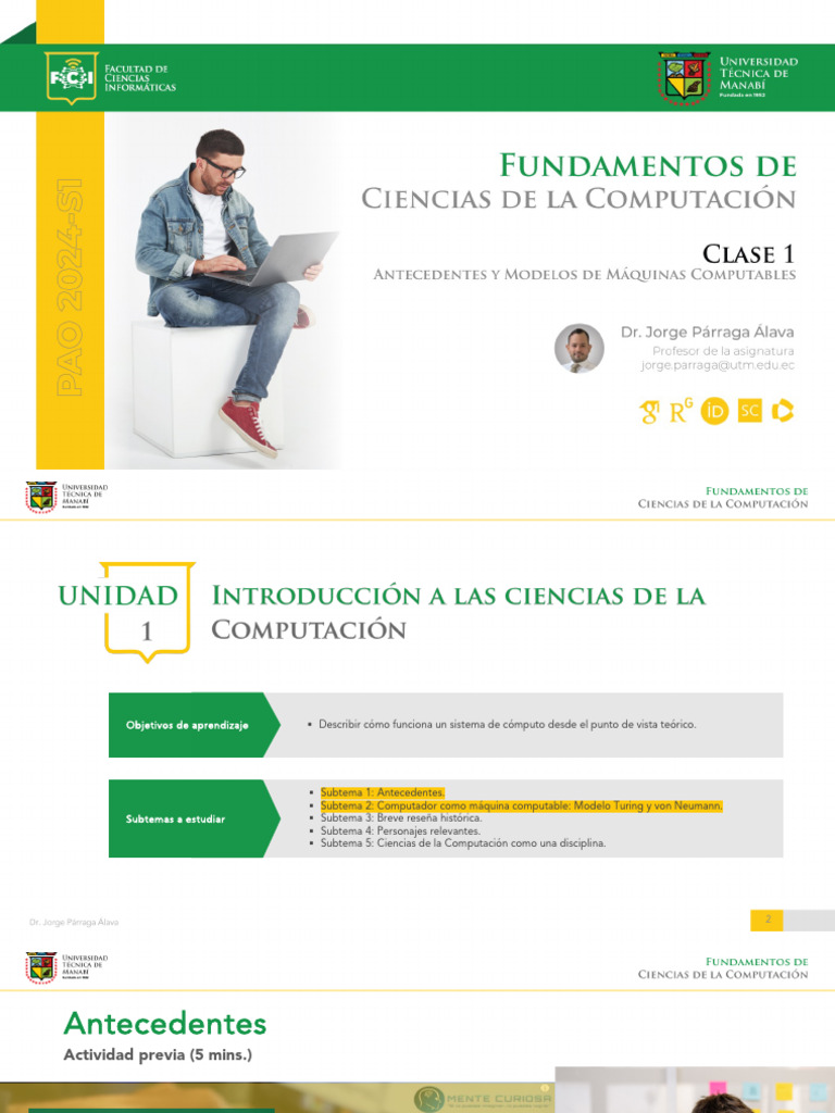 Clase01 FundamentosCsComputacion | PDF | Almacenamiento de datos de la computadora | Programa de ...