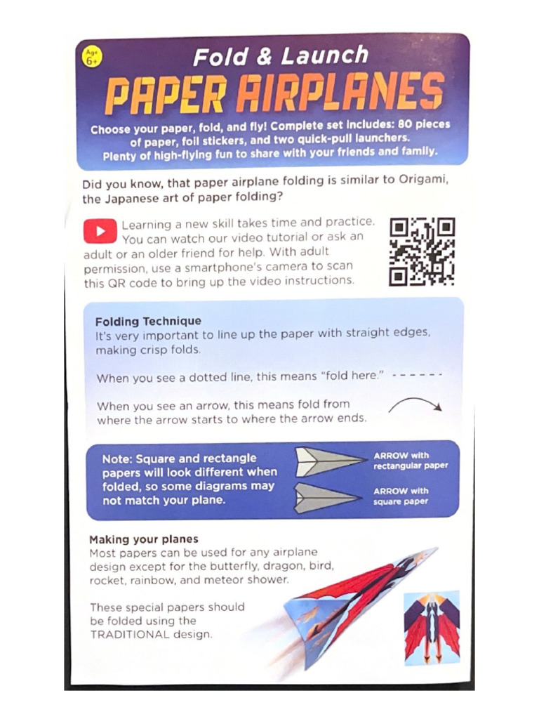 Fold & Launch Paper Airplane Instructions | PDF