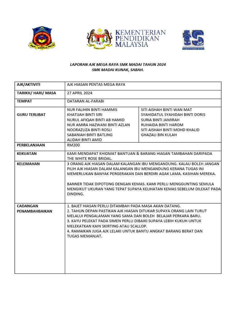 Ajk Hiasan Pentas Mega Raya | PDF