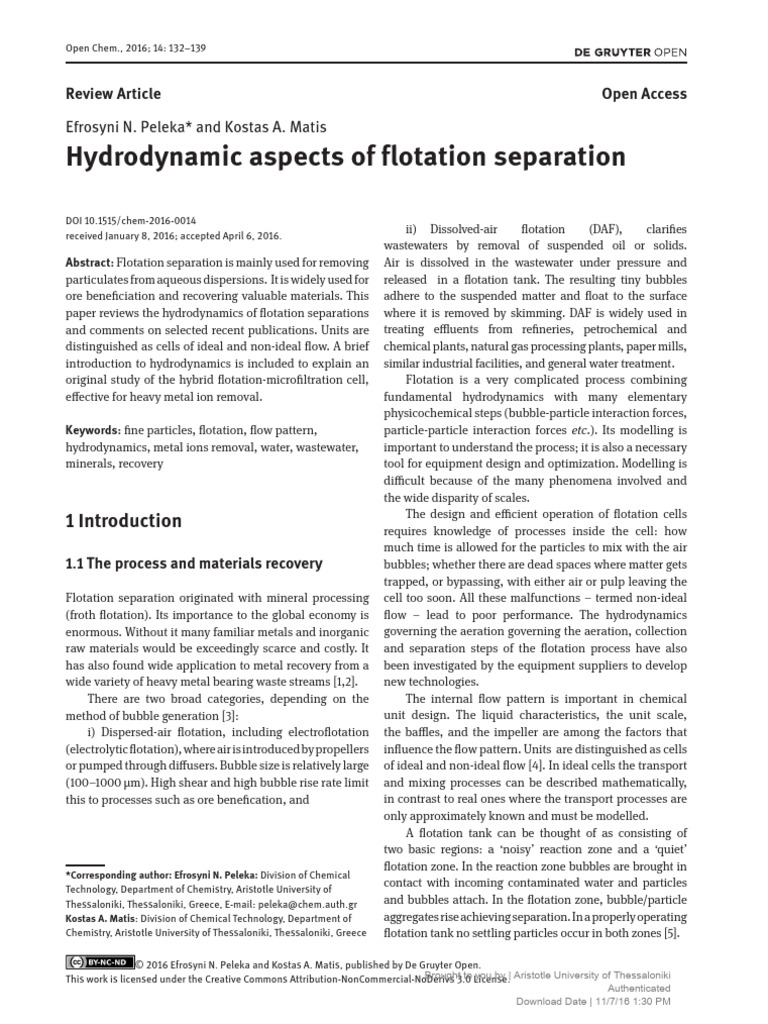 Hydrodynamic Aspects of Flotation Separa | PDF | Membrane | Atomic Force Microscopy