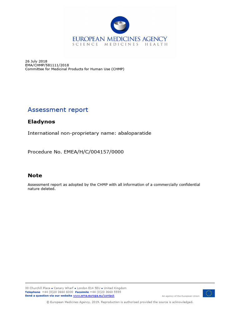 Abaloparatide EMEA Assesment | PDF | Osteoporosis | Bone
