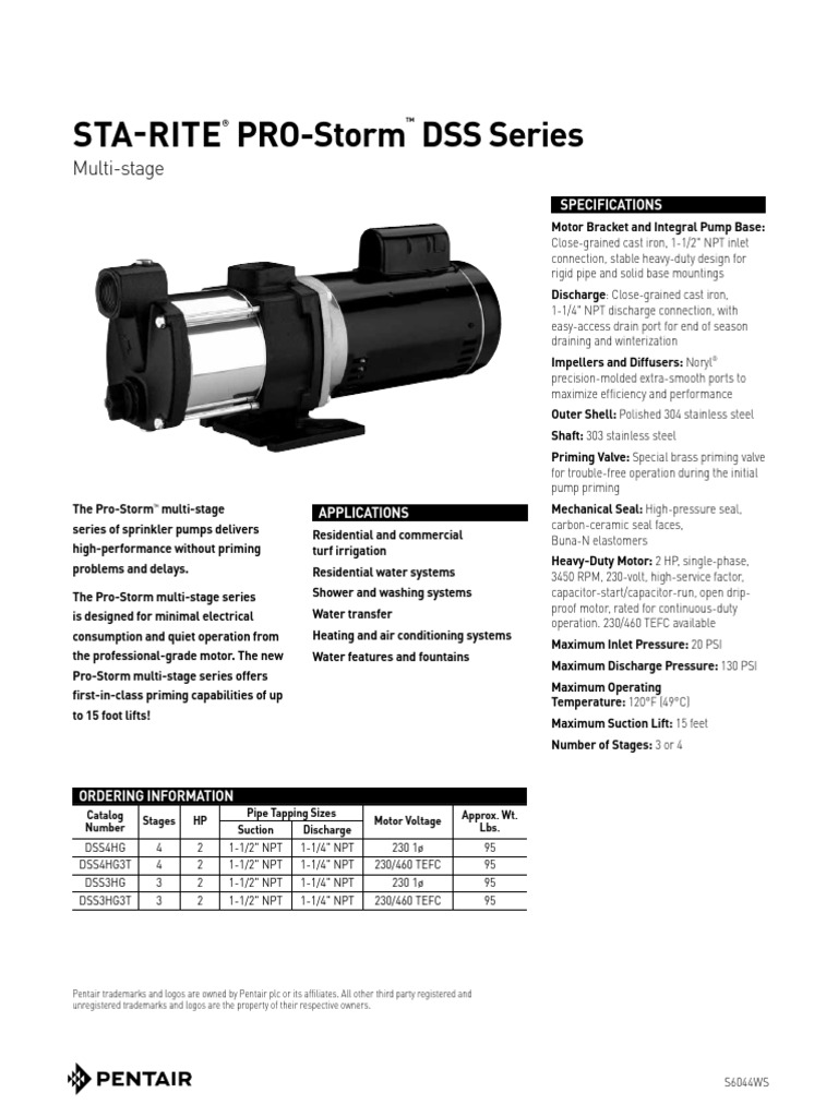 STA-RITE®Pro-Storm DSS Series | PDF | Pump | Mechanical Engineering