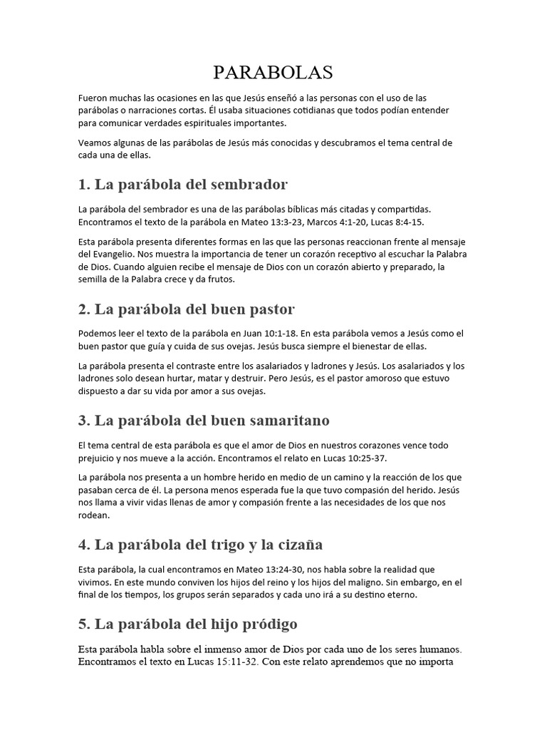 PARABOLAS | PDF | Parábolas de Jesús | Jesús