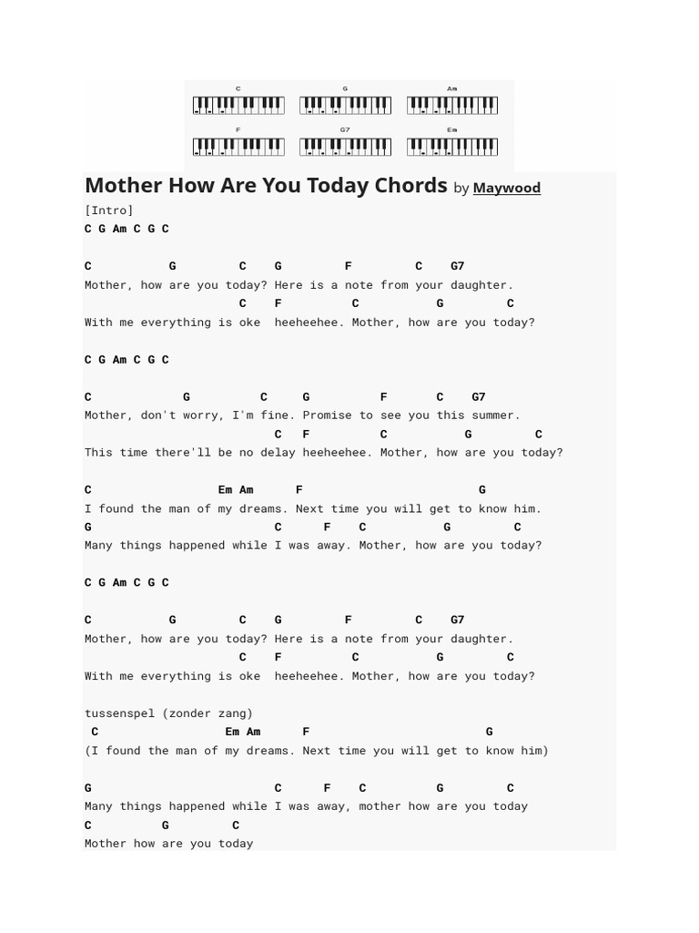 Mother How Are You Today Chords | PDF