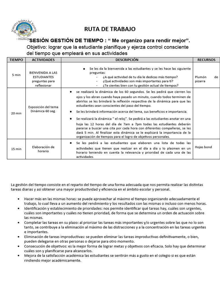 Gestión del Tiempo para Estudiantes | PDF