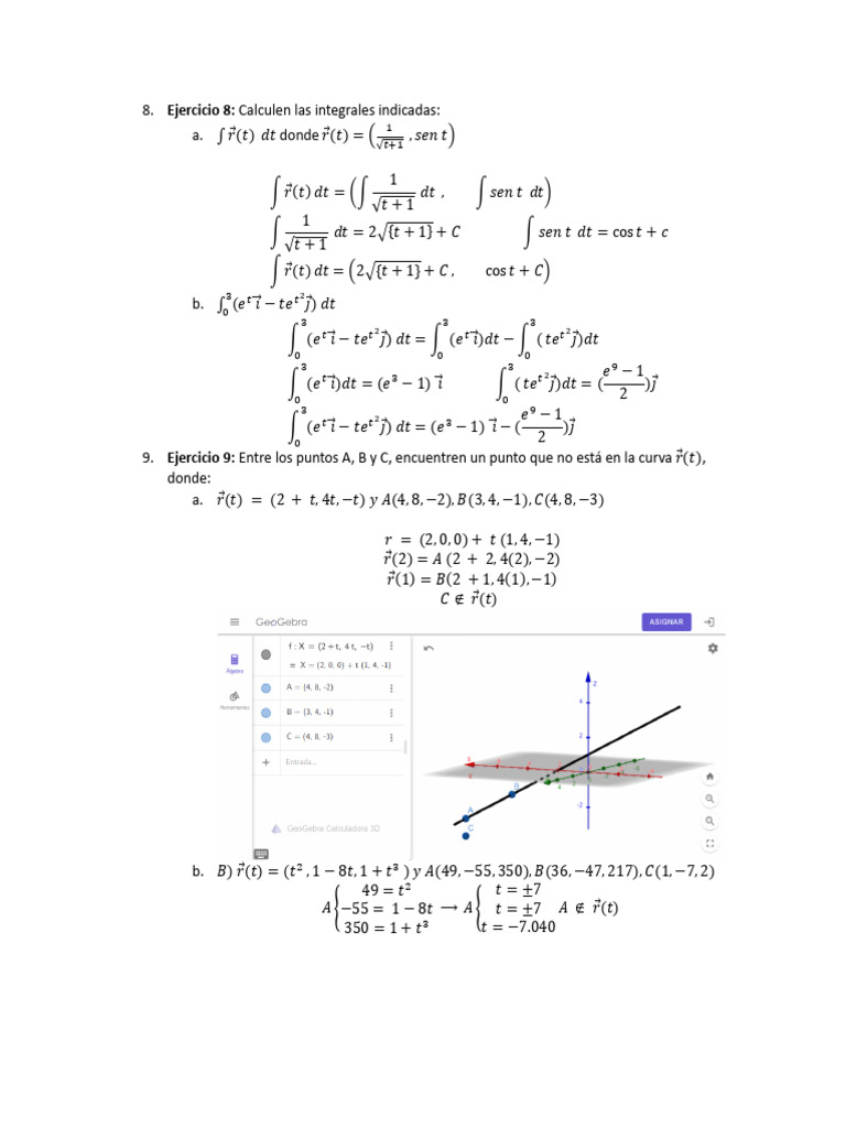 Integrales y Curvas Paramétricas | PDF | Integral | Geometría analítica