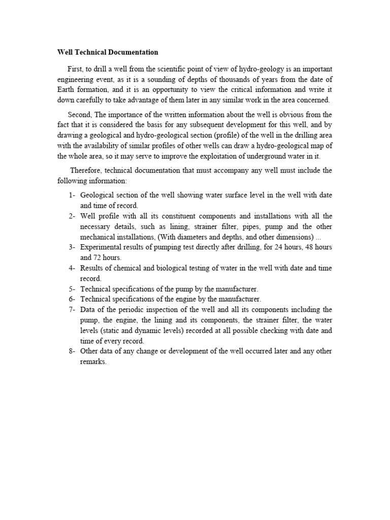 7 Well Technical Documentation | PDF