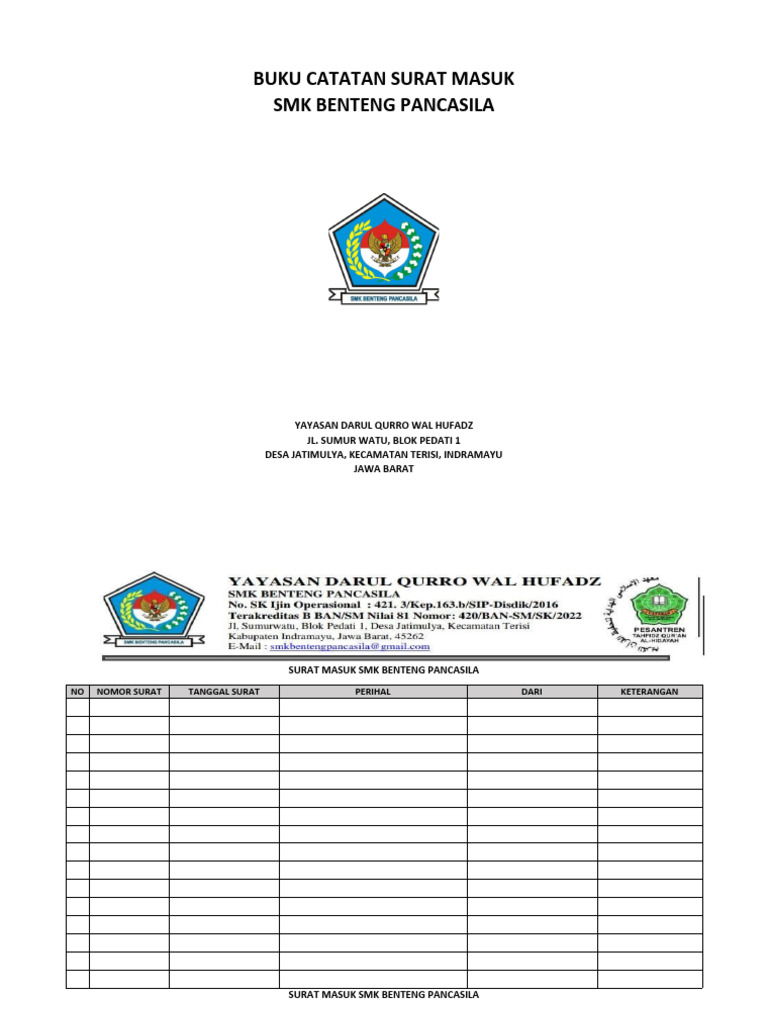 Buku Catatan Surat Masuk | PDF