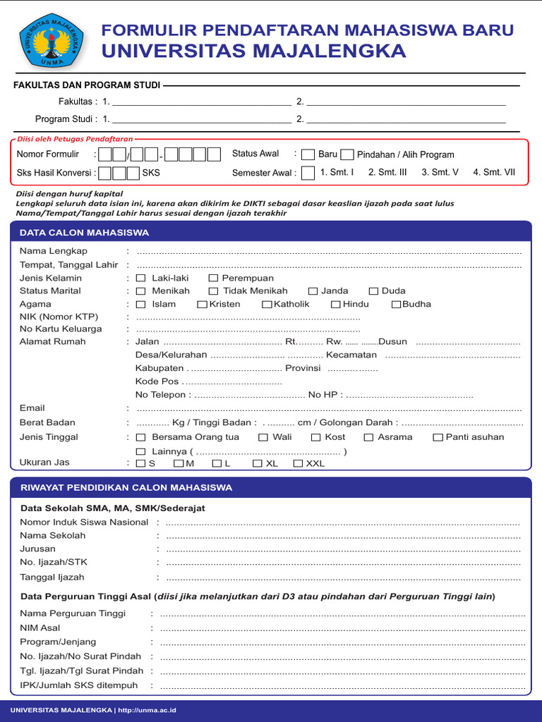 FORMULIR PENDAFTARAN SIMPLE Terbaru | PDF