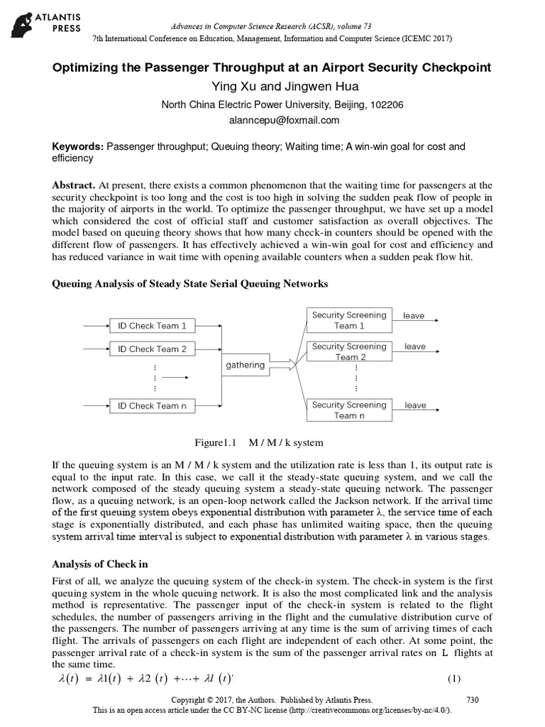 Optimizing The Passenger Throughput at An Airport Security Checkpoint | PDF | Applied Mathematics