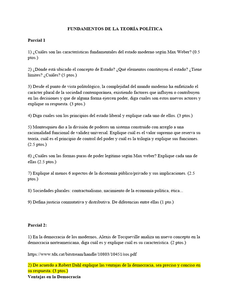Preguntas de Parciales FTP | PDF | Democracia | Ideologías políticas