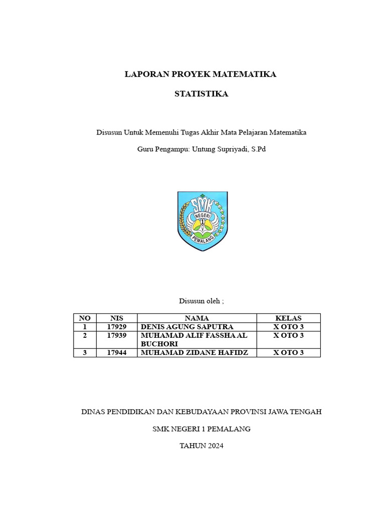 Laporan Proyek Statistika X | PDF